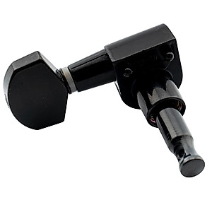 Musiclily Pro 6-in-line 15:1 Ratio 2-Pin Full Sealed Machine Heads Tuners Tuning Pegs Keys with Hex Button for SQ Strat Tele Style Electric Guitar, Black