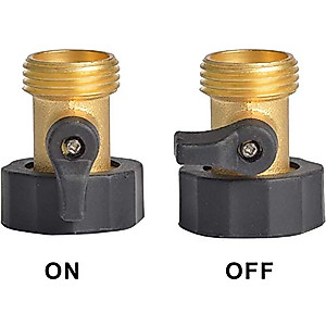 HYDRO MASTER Heavy Duty Brass Shut Off Valves Garden Hose Connectors with Extra Rubber Seals 3/4" NH(2 Pack)