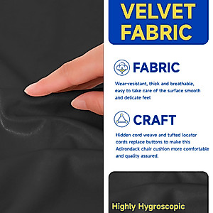 ROFIELTY Rocking Chair Cushion. Padded Tufted Rocking Chair Cushions Indoor. Double Non-Slip Delicate Tufted Rocking Chair Cushion. (Night Black, 42X18X3)