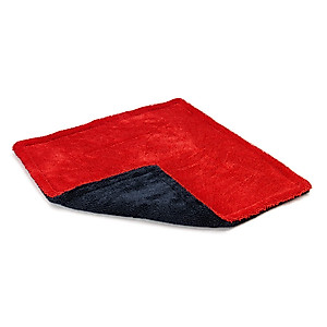 [Dreadnought Max] Triple Layer Microfiber Car Drying Towel | Twist Pile | 1400GSM | 1 Pack (16"x16", Red/Black)