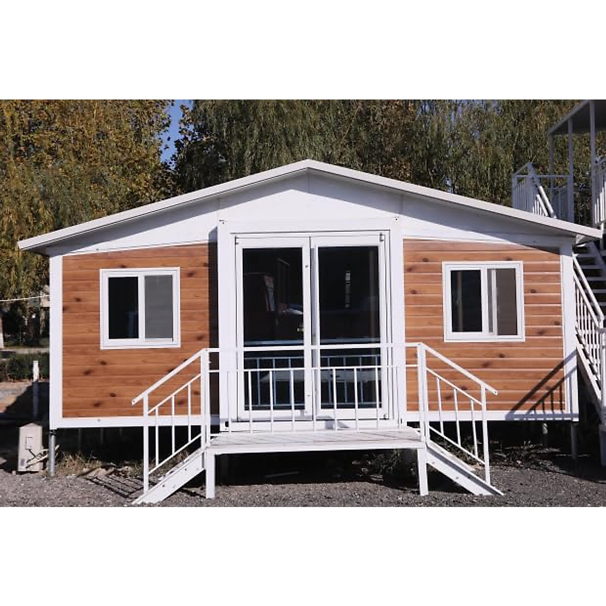 13X20 feet, 20X40 feet Prefabricated Portable House with Glass Doors and Windows for Camping, Outdoor Living, Office, Villa, Guard House, Hotel, Shop Warehouse, Workshop, Luxury House