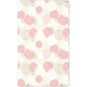 Pastel Themed Fitted Mini Crib Sheets,Portable Mini Crib Sheets Toddler Bed Mattress Sheets-Baby Crib Sheets for Girl or Boy,24“ x38“,Pale Pink White Brown
