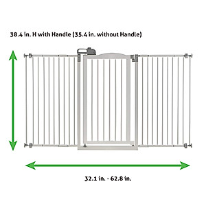 Richell Tall One-Touch Gate II Wide, Dog gate, 38.4 inch Tall pet gate, White (94935)
