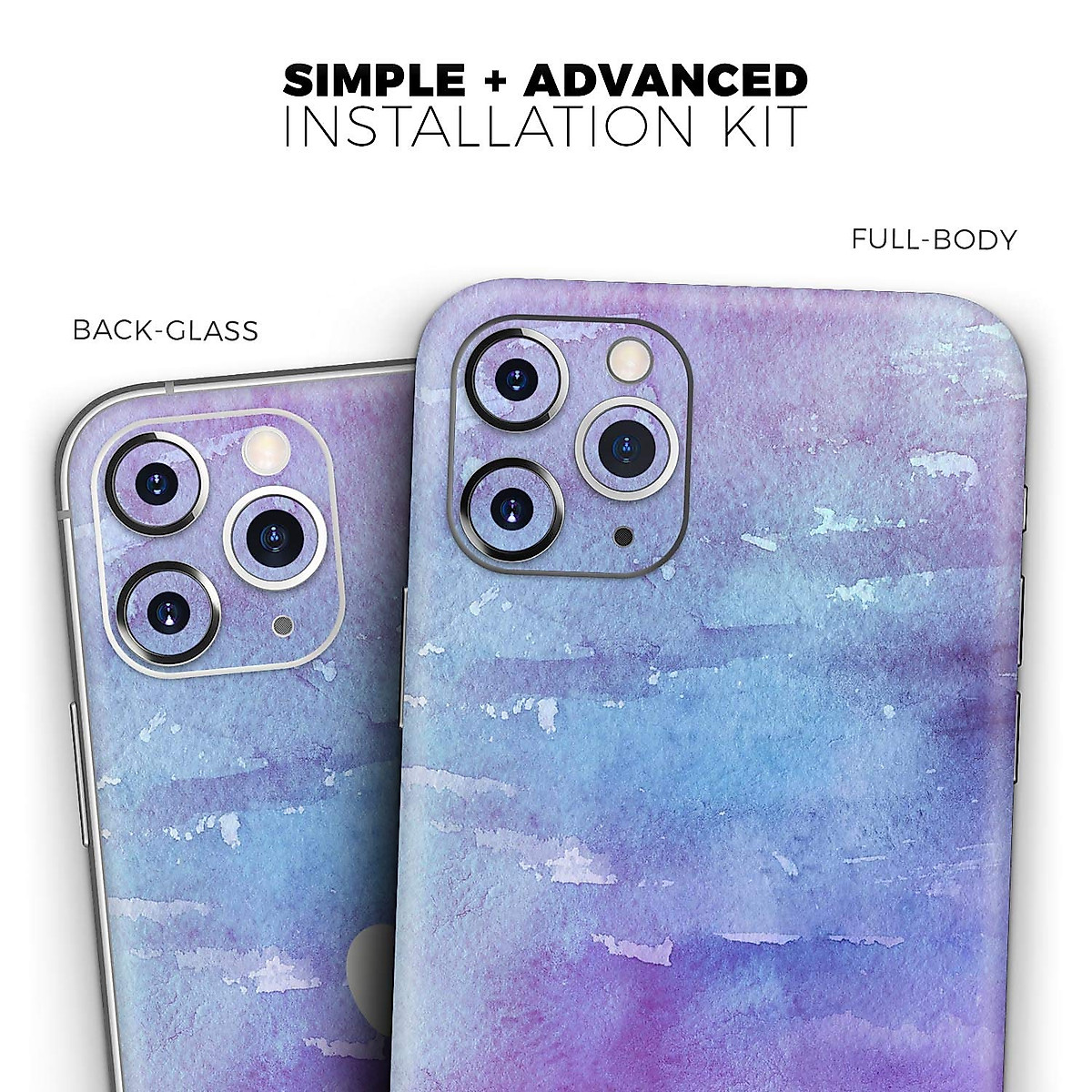 Design Skinz Blotted Purple 896 Absorbed Watercolor Texture - DesignSkinz Protective Vinyl Decal Wrap Skin Cover Compatible with The Apple iPhone X (Full-Body, Screen Trim &amp; Back Glass Skin)