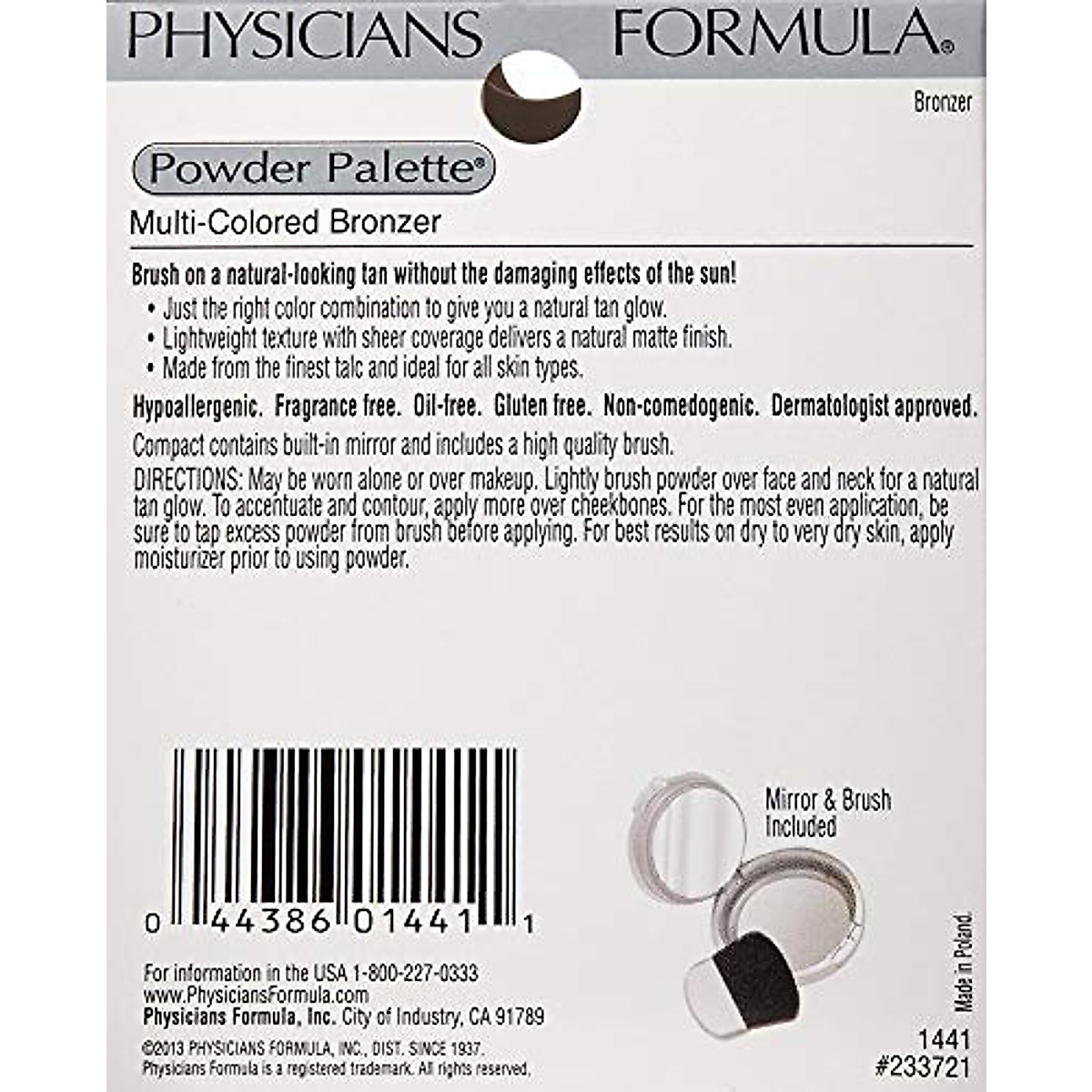 Physicians Formula Powder Palette Multi-Colored Bronzer Bronzer, Dermatologist Tested, Clinicially Tested