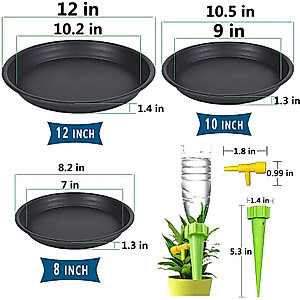 NABAOXUN 6Pack 8,10,12Inch Plastic Drip Trays Plant Saucers for Indoors Outdoor Plant, Thick Heavy Durable Sturdy Flower Pot Trays for Pots Planter, Black…