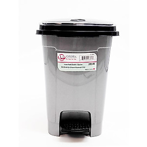 UNIWARE Small Pedal Dustbin Trash Can for Toilet, Kitchen, Living Room, Bedroom, Dark Gray, 6L,Made in Turkey