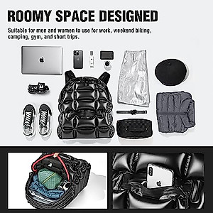 BUTI4WLD Puffer Backpack Travel Gym Bag Fashion Inflatable Designed Waterproof Backpack and Lightweight with Large Capacity Backpack for Women and Men, Black
