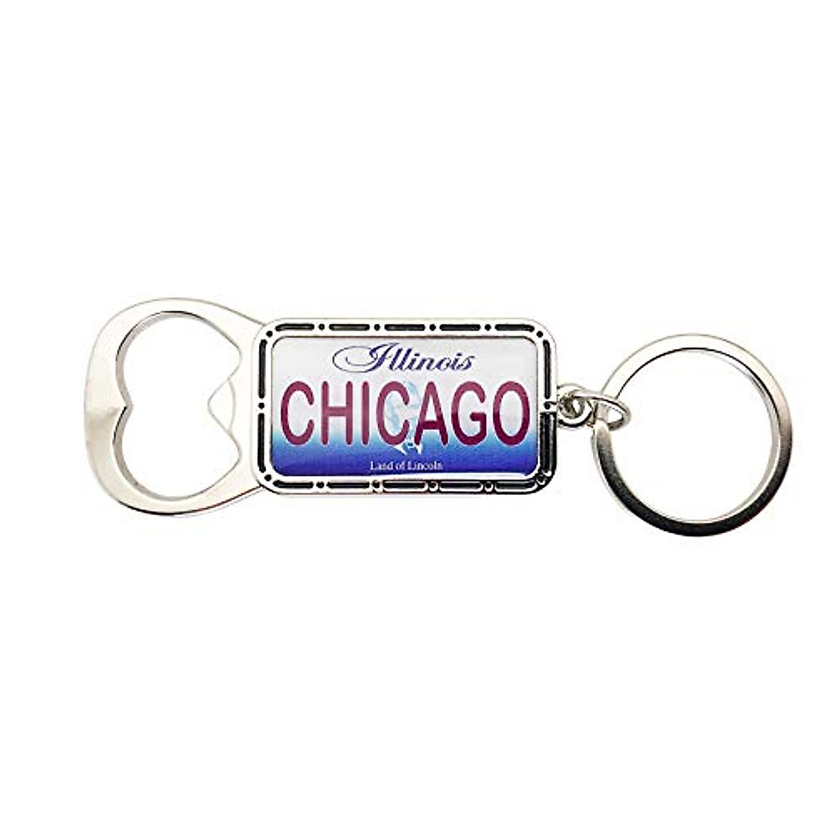 Chicago Chrome Illinois License Plate Bottle Opener Keychain