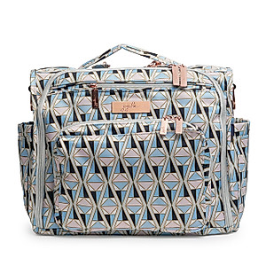 JuJuBe BFF Diaper Backpack, Multi-Functional Convertible + Messenger Bag | Travel-Friendly, Stylish Diaper Bag |Rose Gold Rose Golored Glass