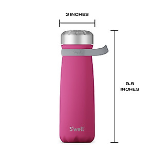 S'well Stainless Steel Traveler With Handle, 24oz, Azalea Pink, Triple Layered Vacuum Insulated Containers Keeps Drinks Cold for 40 Hours and Hot for 16, BPA Free, Easy Carrying On the Go