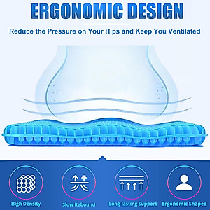 Gel Seat Cushion for Long Sitting Pressure Relief (Super Large & Thick) - Non-Slip Gel Chair Cushion for Back,Sciatica,Tailbone Pain Relief - Seat Cushion for Office Desk Chair,Car Seat,Wheelchair