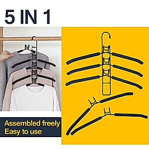 Esthesia Hangers 2 Pack 5 in 1 Multi Layer Hangers Non-Slip Eva Foam Padded Heavy Duty Thick Hanger Closet Storage Detachable Hanger for Suit Coat Shirt Skirt T-Shirt Pants(Space Saver)