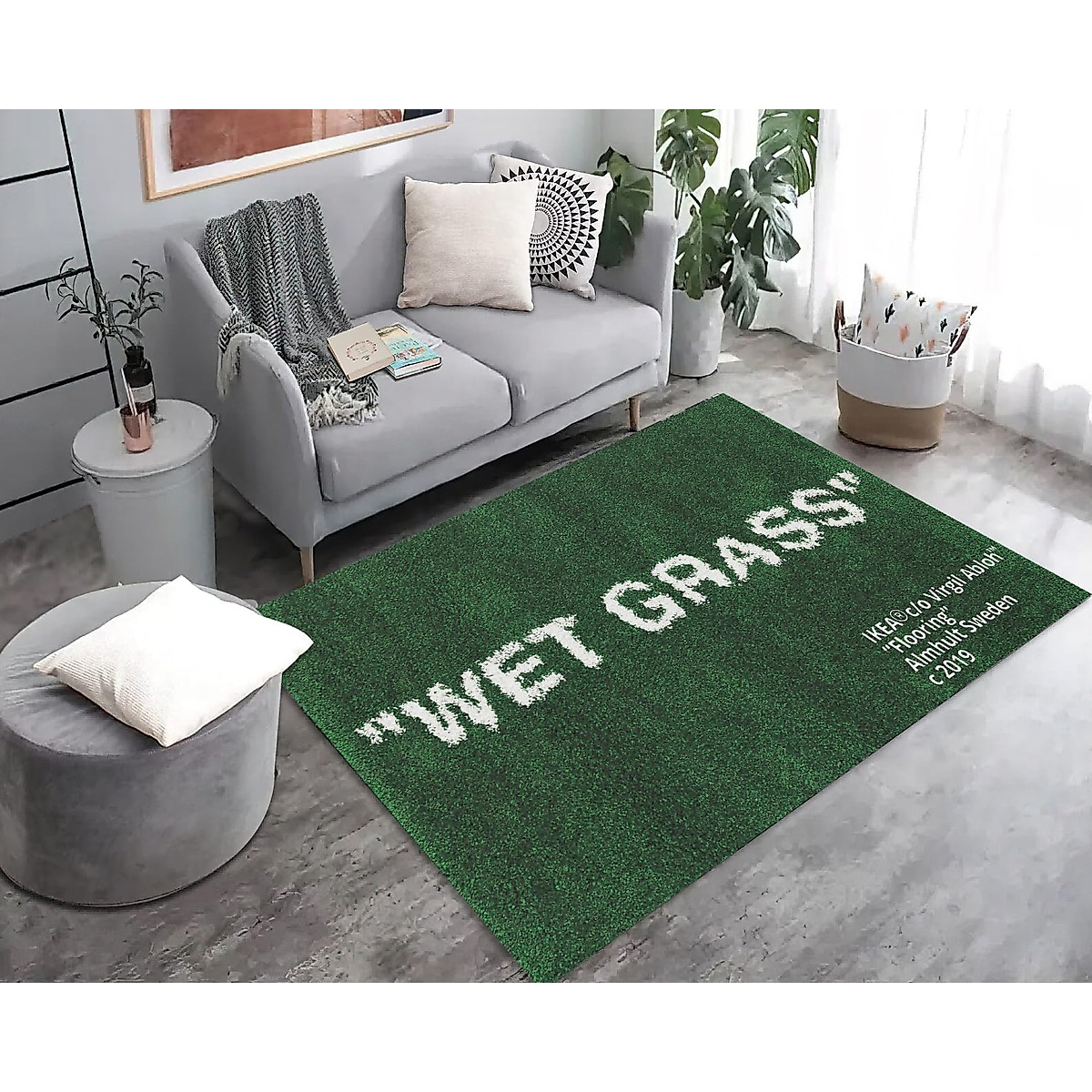 ZTFGZSXG Keep Off Wet Grass Area Rugs Green 3D Printed Modern Large Carpet Non-Slip Floor Mat Rugs for Bedroom Livingroom Home Decor Mat 16"" x 24""