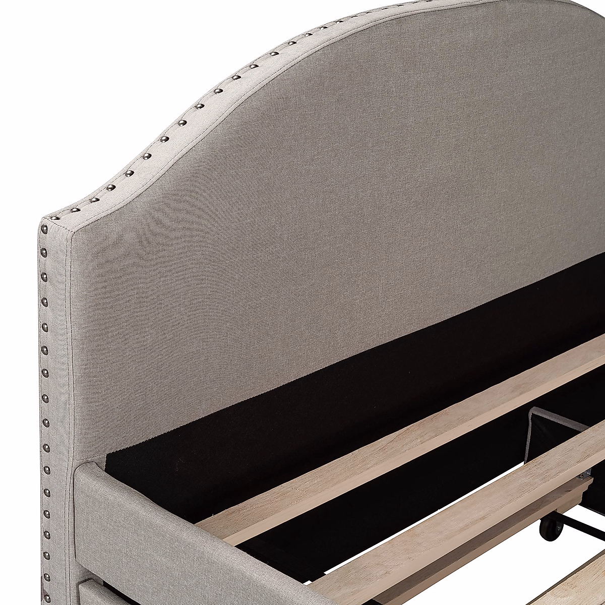 Harper & Bright Designs Full Size Upholstered Daybed with Twin Size Trundle, Upholstered Daybed Sofa Bed Frame for Living Room Bedroom, Beige