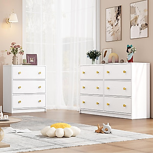Nicehill 3 Drawer Dresser, White Nightstand for Bedroom with Fabric Drawers, Small Dresser Bedside Table Chest of Drawers for Bedroom, Hallway, Entryway, Closets,Kids' Room (White)