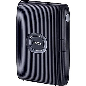 Fujifilm Instax Mini Link 2 Smartphone Printer Space Blue + Fuji Film Value Pack (20 Sheets)+ Shutter Accessories Bundle, Incl. Protective Case, 60 Sticker Frames, USB Cable