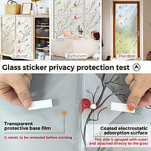 Coavas Stained Glass Window Film, Decorative Frosted Glass Window Privacy Film, Static Cling Non-Adhesive Window Sticker for Front Door Bathroom Heat Control Anti UV,17.7 x 118 Inch