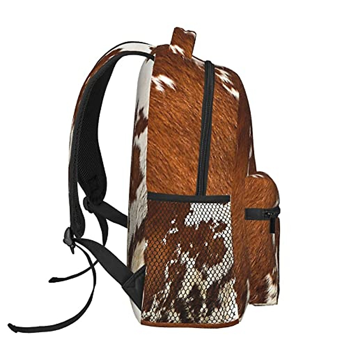 ZERAOKE Red and white cowhide Print Casual Large Capacity Multifunctional Backpack for Travel and Daily Life for Men Women Camping Shoulders Bags