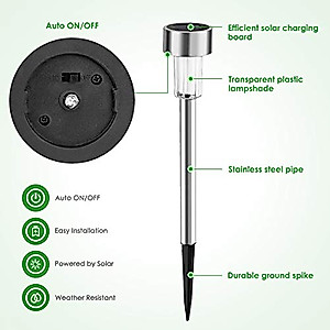 INSOME Solar Lights Outdoor Waterproof,12 Pack Stainless Steel Bright Solar Powered Landscape Lights,Solar Pathway Lights,Solar Garden Lights for Yard Patio Walkway Spike