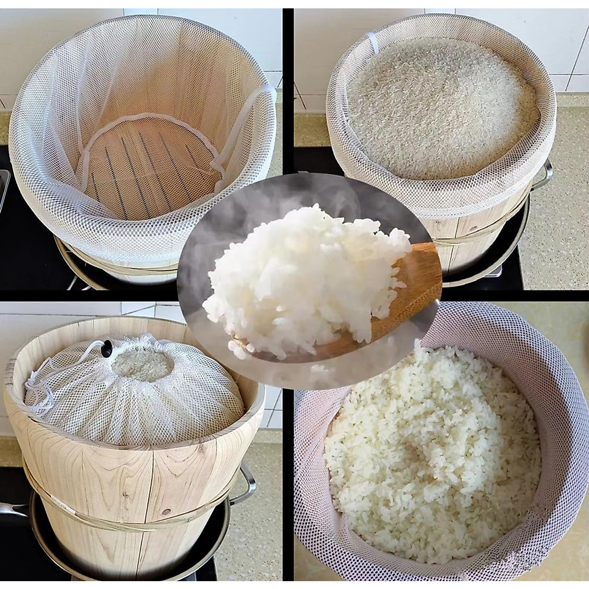 Rice Steamer Bag, Barrel Steamer Bag, Rice Cooker Net, Non-Stick Rice Bag, Rice Net, Reusable Home or Commercial Rice Steamer Bag