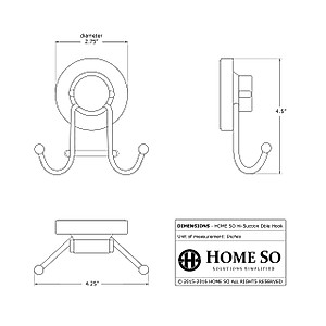 HOME SO Suction Cup Hooks for Shower, Bathroom, Kitchen, Glass Door, Mirror, Tile – Loofah, Towel, Coat, Bath Robe Hook Holder for Hanging up to 15 lbs – Rustproof Bronze Stainless Steel (2-Pack)