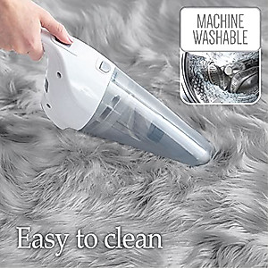 lalaLOOM Soft and Thick Faux Fur Rug, 5x7, Machine Washable, Super Fluffy Carpets for Bedroom and Living Room Floors, Durable Rubber Backing, Luxury Shag Area Rugs for Modern Interior, Soft Gray