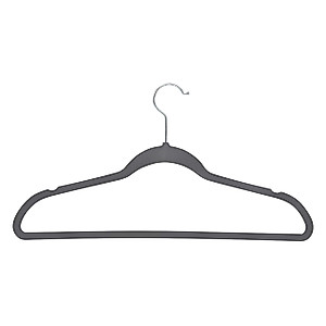 Simplify Slim Velvet Clothes Hangers | 25 Pack | Non-Slip | Shirts | Suit | Pants | Dresses | Garments | Closet Storage & Organization | Durable | Grey