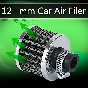 BESULEN Air Intake Filter Breather, 0.47 inch Universal Cold Air Filter, 12mm Car Turbo Vent Air Intake Filter Cleaner, Crankcase Breather Compatible with Car and Motorcycle Engine Parts (Red)