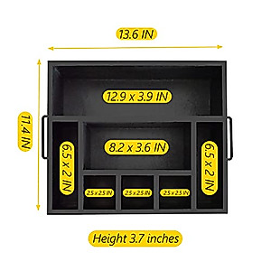 Paper Plate Holder, Plastic Silverware Caddy, Plastic Utensil Dispenser for Party Buffet Camping BBQ, Disposable Spoon Fork Knives Dish Cup Napkin Storage Organizer for Kitchen Counter (Black)