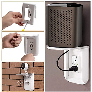 Outlet Shelf, Outlet Shelf Wall Holder Wall Outlet Shelf ABS Plastic Bathroom Wall Shelf Wall Shelf Organizer Outlet Shelf Wall Holder for Smart Home Devices, Phones, Speaker