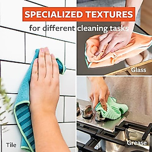 Full Circle Renew Collection Multifunctional Recycled Microfiber Cloths, Set of 5, Multicolor