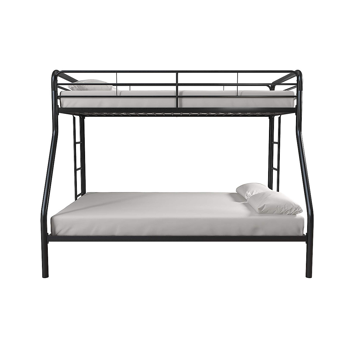 DHP Twin-Over-Full Bunk Bed with Metal Frame and Ladder, Space-Saving Design, Black