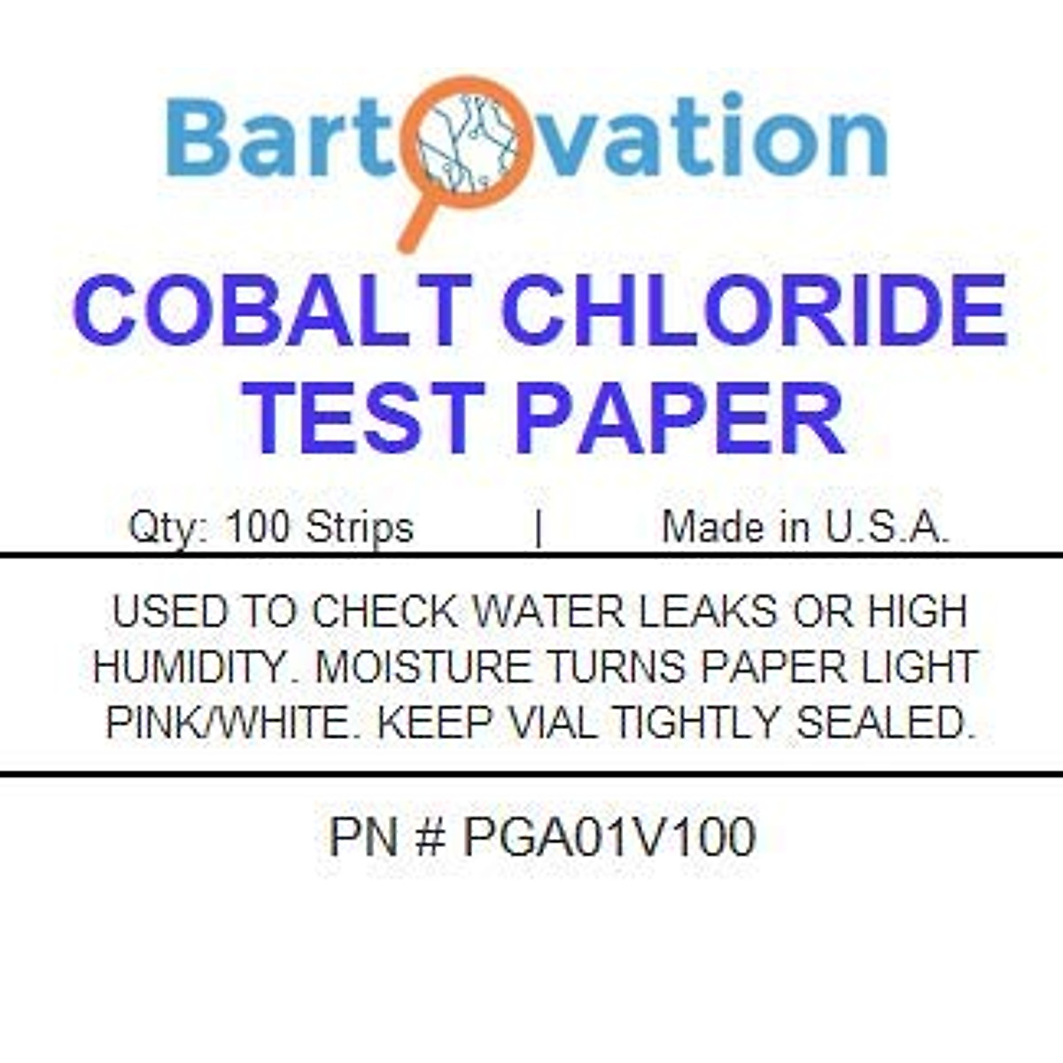 Cobalt Chloride Test Paper [Vial of 100 Strips] for Water, Moisture and Humidity Detection