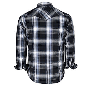 COEVALS CLUB Men's Western Cowboy Long Sleeve Pearl Snap Casual Plaid Work Shirts (Black & Gray #9, XL)