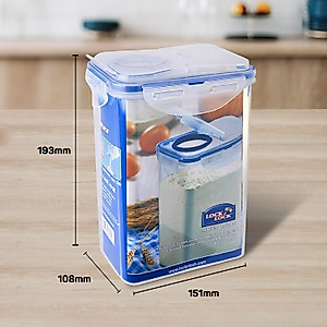 Lock & Lock Classics Tall Rectangular Plastic Airtight Kitchen Or Fridge Container Boxes Set With Leak Proof Lid 1.8 Liter, Set of 3, Transparent (HPL813F x 3)