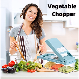 Vegetable Chopper Multifunctional Veggie Chopper,Blue Kitchen Vegetable Slicer Dicer Cutter,Potato Onion Food Chopper with Vegetable Peeler,Hand Guard and Container