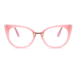 Zeelool Stylish Oversized Cat Eye Glasses Frame for Women with Non-prescription Clear Lens Jacqueline FP0669-03 Pink