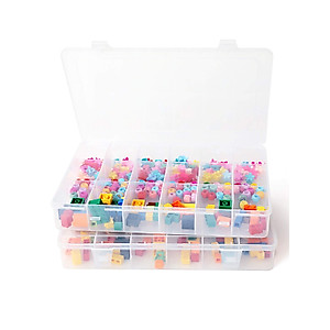 UHOUSE 2 PCS 18 Grids Clear Plastic Organizer Container Storage Box with Adjustable Dividers for Washi TapeJewelry Craft Tackles Tools, Size: 10.4 x 6.8 x 1.1 in (Clear)