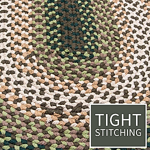 Super Area Rugs Oval 2' X 3' Green - Ivory Oval Braided Rug for Farmhouse Style Kitchens and Bathrooms