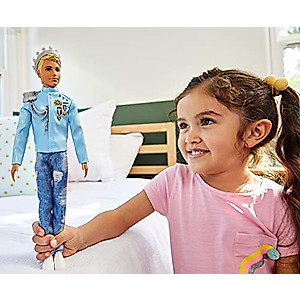 Barbie Princess Adventure Prince Ken Doll (12-inch) Wearing Jacket, Jeans and Crown, Makes a Great Gift for 3 to 7 Year Olds