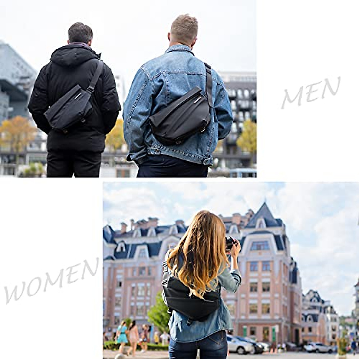 NIID-R1 Mens Large Sling Bag Anti-Theft Waterproof Single Shoulder Backpack Sling Chest Bag Crossbody Bag for Men, Large Chest Shoulder Backpack for Cycling Travel and Hiking, Black