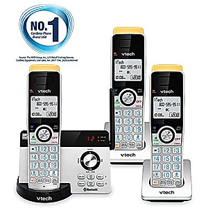 VTech IS8121-3 Super Long Range up to 2300 Feet DECT 6.0 Bluetooth 3 Handset Cordless Phone for Home with Answering Machine, Call Blocking, Connect to Cell, Intercom and Expandable to 5 Handsets