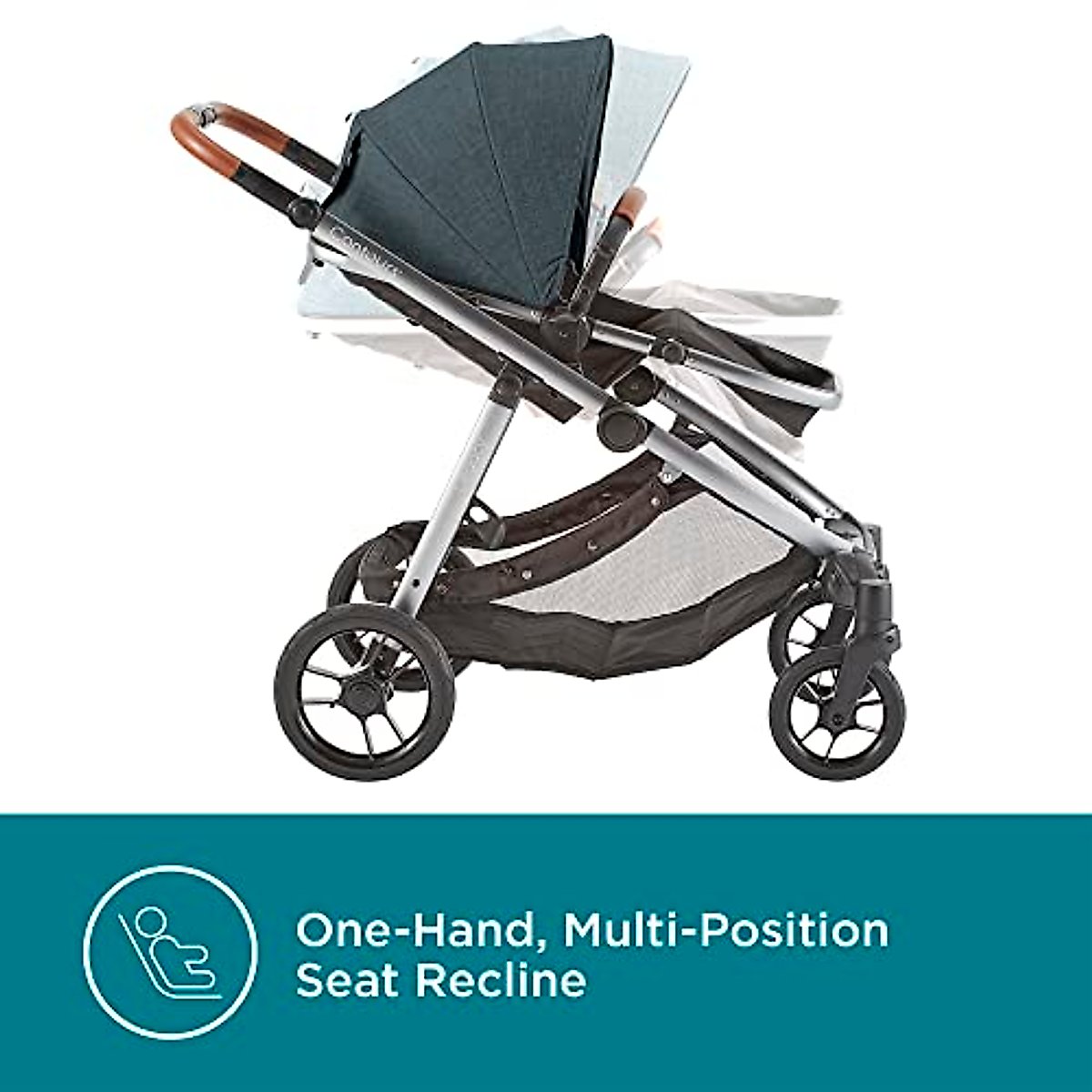Contours Legacy Convertible Stroller, Single-to-Double Design, Reversible Seats, UPF 50 Sun Canopy, Height Adjustable Handle, 5-Point Safety Harness, Plenty of Storage - Washed Teal