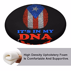 Puerto Rico Flag It's in My DNA Seat Round Memory Foam Cushion Print 15 Inches Chair Pad for Home Kitchen Office