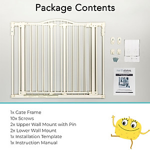 Toddleroo by North States 72” wide Deluxe Décor Baby Gate: Sturdy safety gate with one hand operation. Extra wide baby gate. Hardware Mount. Fits 38.3 - 72” Wide. (30" Tall, Warm White)