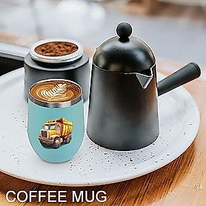 Cute Garbage Truck Funny Wine Tumbler 12 Oz Stainless Steel Insulated Mug Double Wall Water Cup with Lid