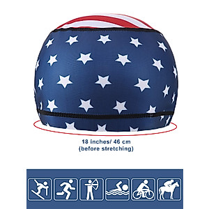 Geyoga 4 Pieces Cooling Skull Cap Sweat Wicking Helmet Liner Running Beanie Cycling Cap Liner for Men Women (Retro Style)