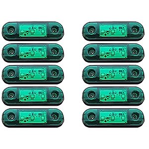 ACSUZ 10Pcs Truck Accesorios Trailer Car External Lights 12V 24V Warning Tail Light Signal Brake Lamps for Truck Trailer Lorry Bus,Green