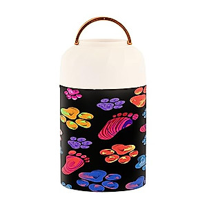 CUPADA Colorful Animal Human Paw Food Jar for Hot and Cold, Insulated Food Jars Vacuum 17OZ with Folding Spoon for Work Trip Picnic Camping